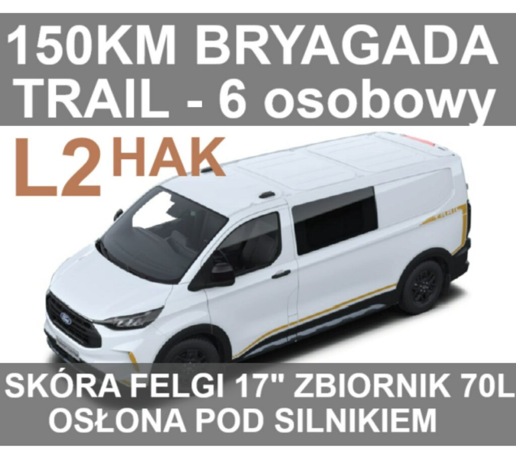 Ford Transit Custom Trail L2 150KM 6-os. Brygadowy Hak Skóra Osłona pod ...